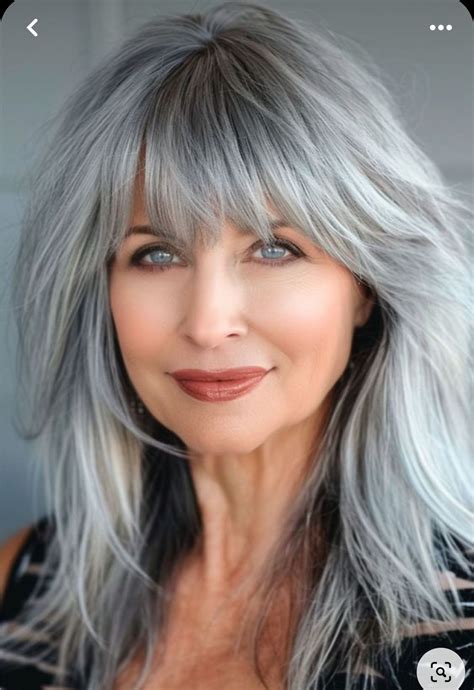 Pin On Layered Hairstyles In 2024 Hair Styles Grey Hair With Bangs