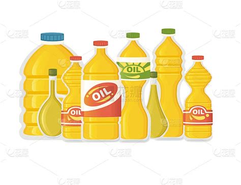设置不同的有机油在不同的瓶子形状和大小向量插图在白色背景素材 花瓣网