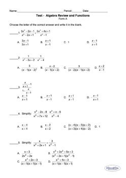 Precal Algebra Review Functions Unit Bundle Lessons Quizzes Review Test