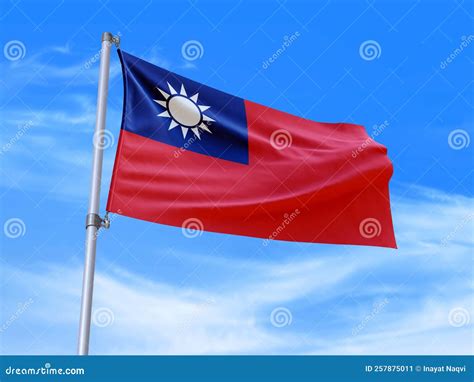 Taiwan Flag Waving In The Wind Stock Illustration Illustration Of