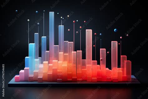 a dynamic 3d bar chart design with bars projecting outward at different