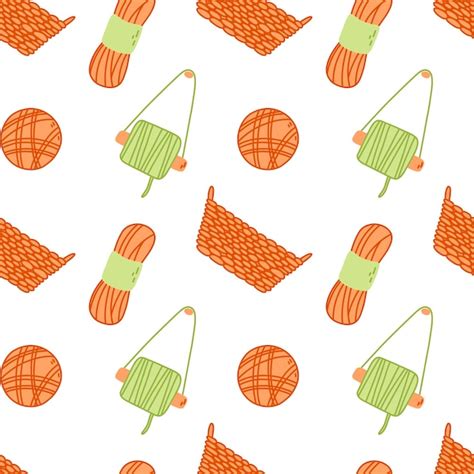 Premium Vector Knitting Vector Seamless Pattern With Wool Yarn Und Basket