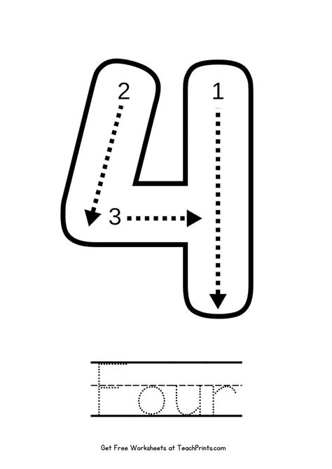 Number 4 Tracing Worksheets Number 4 Tracing Worksheets Free