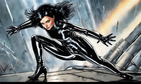 Battleangel Alita In Shiny Latex Catsuit Thriller By Sixork On Deviantart