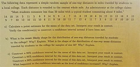 solved the following data represent a simple random sample