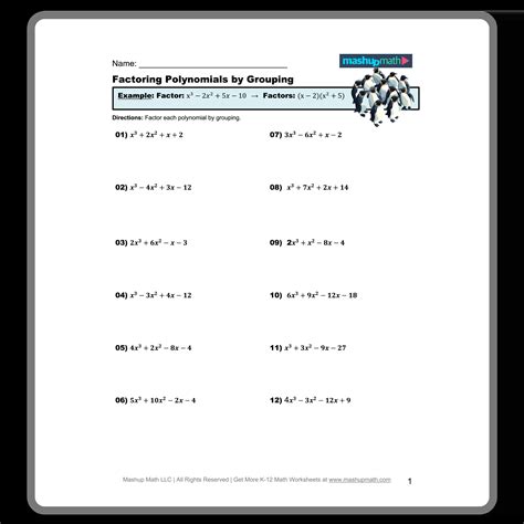 Factoring Worksheets