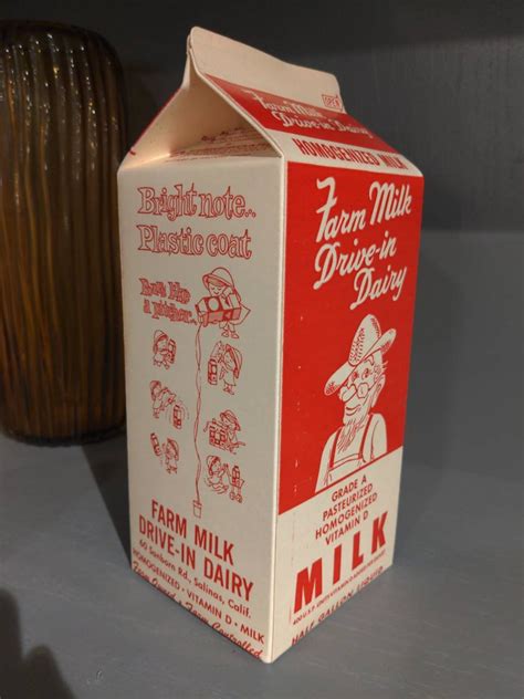 Nos 1960s Farm Milk Drive In Dairy Milk Waxed Milk Carton Etsy