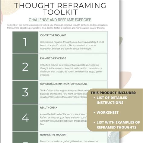 Thought Reframed Worksheet Therapy Resource Mental Health Tool