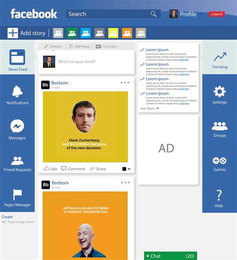 Facebook Redesign Web Design On Behance