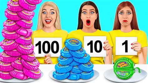 ویدبید سرگرمی و چالش غذایی ۱۰۰ لایه ای آدامس های حبابی شماره ۱۴ تفریح