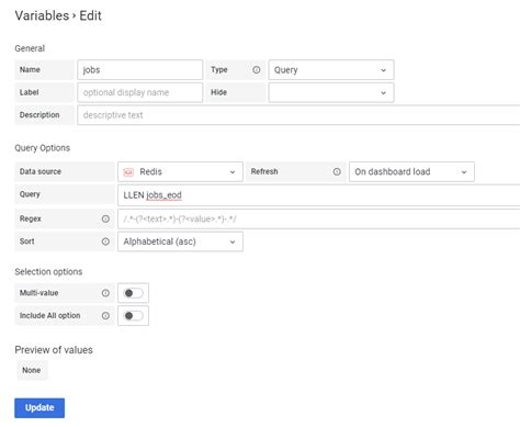 template variables with redis on grafana 8 not working anymore · issue