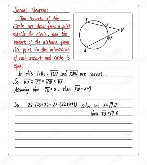Solved Given The Circle Below With Secants Overline TUV And Overline XWV If UV WV And