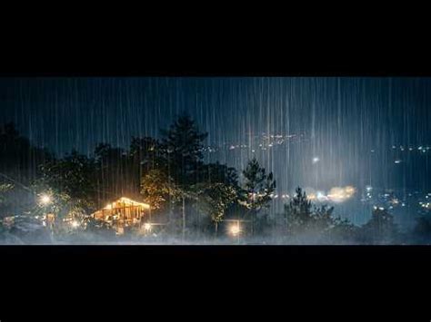 Dark Rain Over Distant City Lights 🌧️ Almost Black Screen For Deep