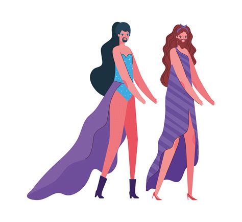 Transvestite Men Cartoons With Costumes Vector Design 1816357 Vector