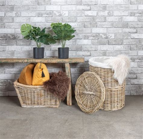 Rieten Wasmand Rond Lisa Klein Bol