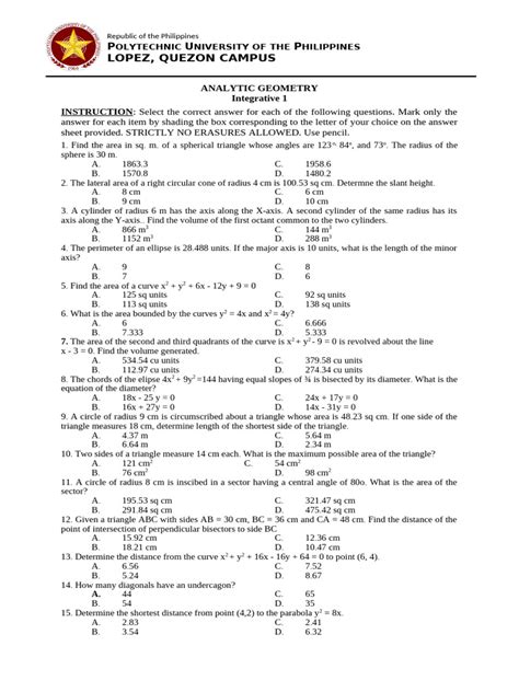 4 Analytic Geometry Pdf Area Sphere