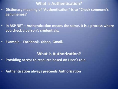 Authentication And Authorization In Aspnet