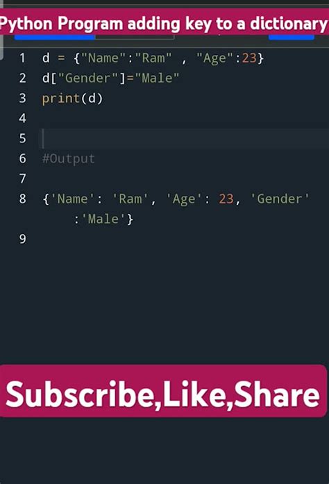 Python Program Adding Key To A Dictionary Yt Trending Viral Viralvideo Youtubeshorts