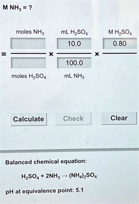 solved moles of nh3 and moles of h2so4 mnh moles nh3 ml h2so4 10 0 m