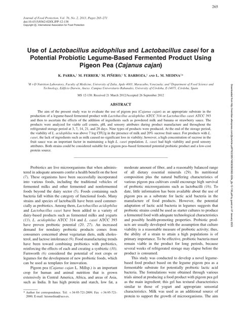 Pdf Use Of Lactobacillus Acidophilus And Lactobacillus Casei For A