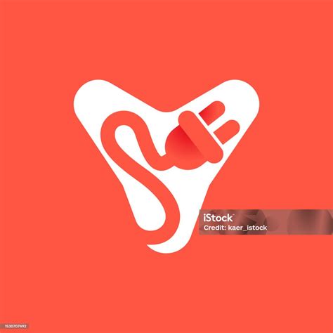 전기 플러그 로고가 있는 문자 Y 네거티브 스페이스 기술 아이콘입니다 전력 에너지 브랜드 개념입니다 경제에 대한 스톡 벡터 아트 및 기타 이미지 Istock