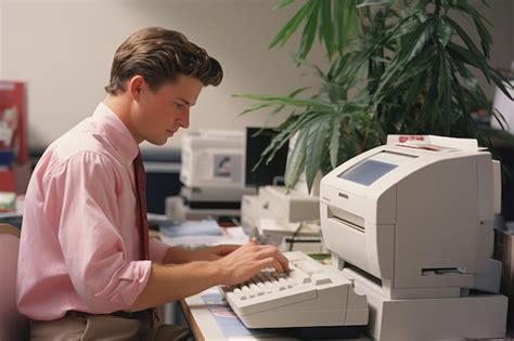 Premium Ai Image Man In The 1990s Using A Computer Generative Ai