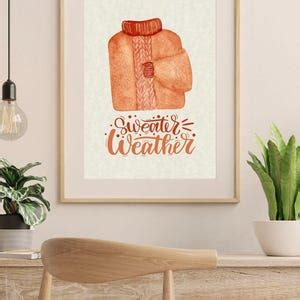 Sweater Weather Printable Wall Art Autumn Decor Trendy Office Wall