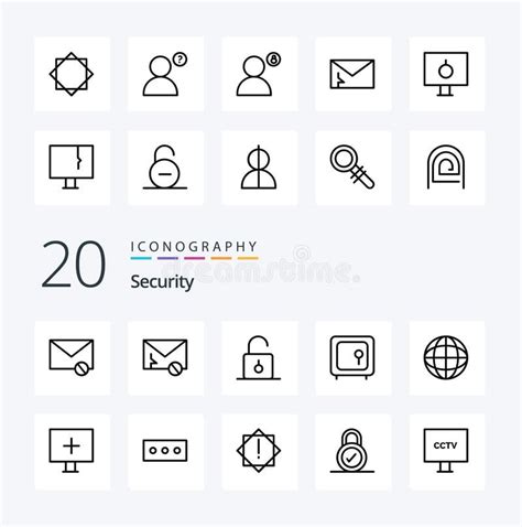 20 Security Line Icon Pack Like Security Global Security Safety Gold Stock Vector Illustration