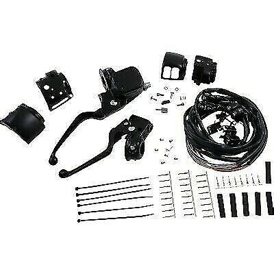 Matte Black Handlebar Control Kit Single Disc Softail Dyna Road King