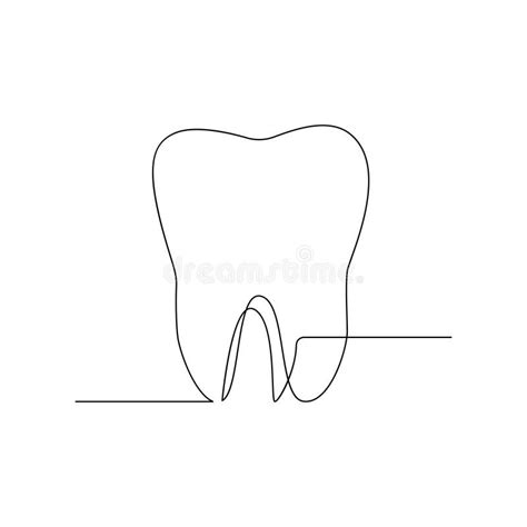Vector Tooth Continuous Line Art Outline Drawing Logo For Dental Clinic