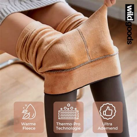 Fleece Panty Wild Goods Zwart And Beige Maat S M Thermo Legging