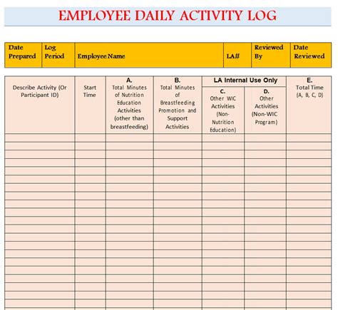 10 Editable Activity Log Templates [word And Excel]
