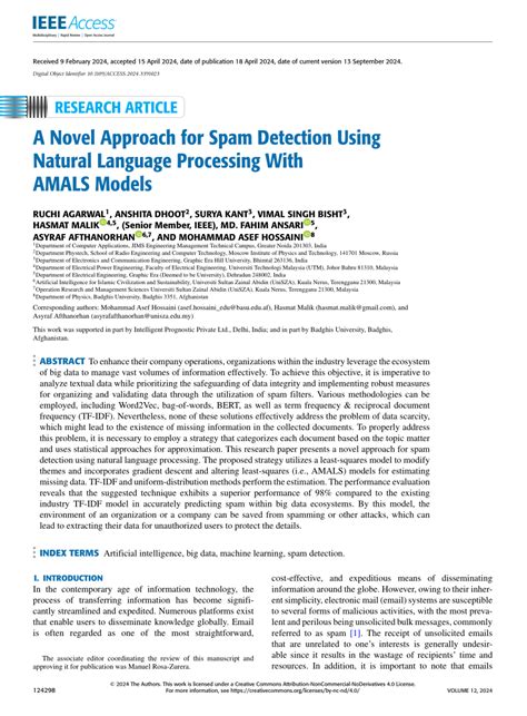 Pdf A Novel Approach For Spam Detection Using Natural Language