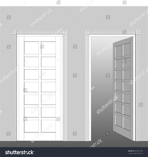 Doors Modern White Open Closed Vector Stock Vector Royalty Free