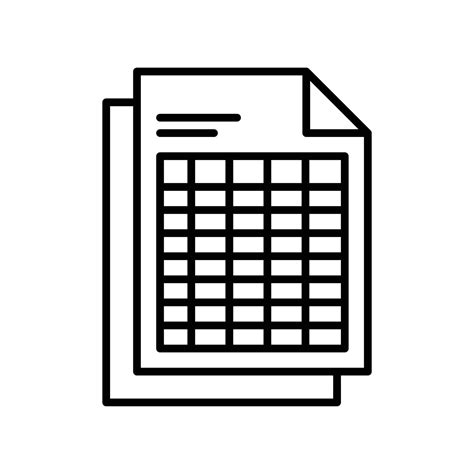 Spreadsheet Icon With Paper Document And Cells In Black Outline Style