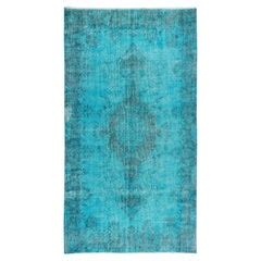 57x92 Ft Vintage Rug Over Dyed In Hot Pink For Living Room Handmade