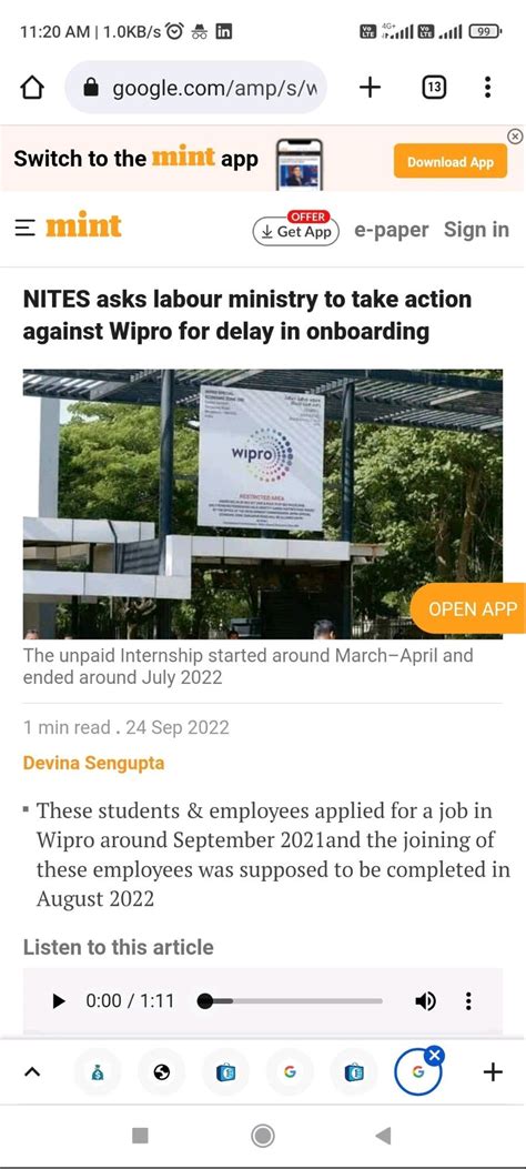 subham mishra on linkedin wipro freshers internship