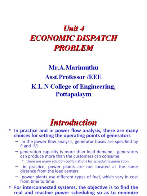 Economic Dispatch Problem Pdf Mathematical Optimization Numerical