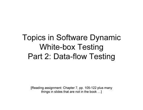 Dataflow Testing Topics In Software Dynamic White Box Testing Part 2