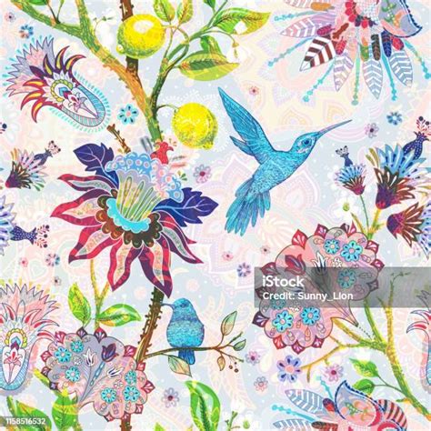 야코비안 매끄러운 패턴 꽃 배경 민족 스타일입니다 양식에 일치시키는 등반 꽃입니다 직물 직물 포장지 카드 초대장 벽지 웹 디자인