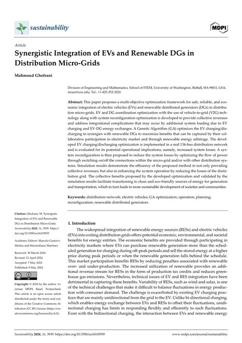 Pdf Synergistic Integration Of Evs And Renewable Dgs In Distribution