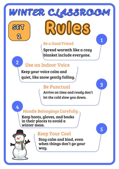 Fall And Winter Classroom Rules Decor Posters Behavior Management And