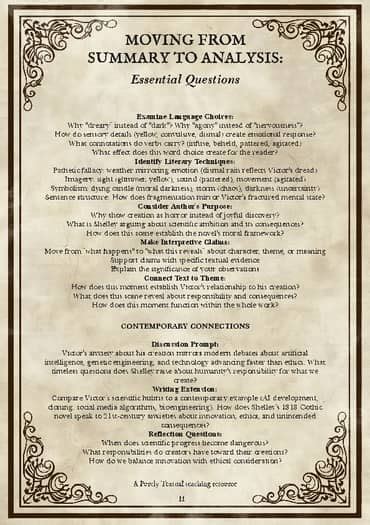 Free Summary Vs Analysis Anchor Chart Frankenstein Literary Analysis