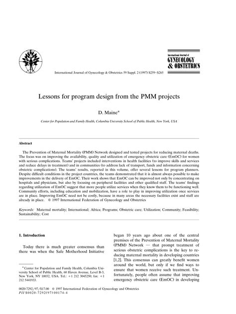 PDF Lessons For Program Design From The PMM Projects