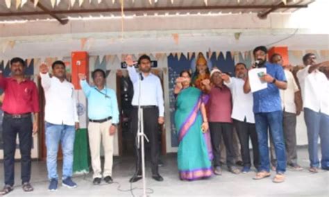 Dc Bm Santhosh Waves Flag For The Badi Bata Programme Rally