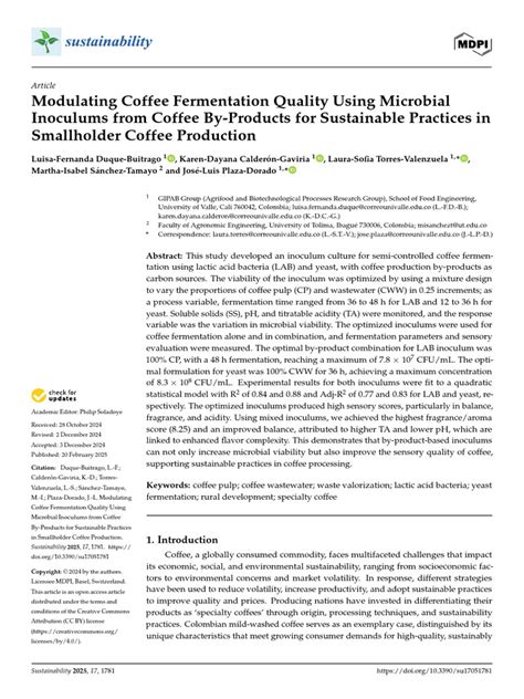 Modulating Coffee Fermentation Quality Using Microbial Pdf Coffee