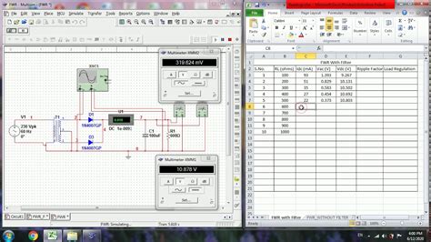 Full Wave Rectifier with Capacitor Filter circuit simulation using Multisim - YouTube