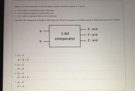 Solved Below Is A 1 Bit Comparator It Has Two Inputs A And