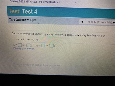 Solved Decompose V Into Two Vectors V And V Is Parallel Chegg