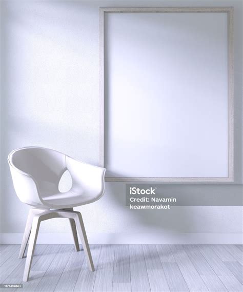흰색 나무 바닥에 방 흰색 벽에 흰색 의자가있는 포스터 프레임을 조롱하십시오3d 렌더링 0명에 대한 스톡 사진 및 기타 이미지 0명 검은색 공란 Istock